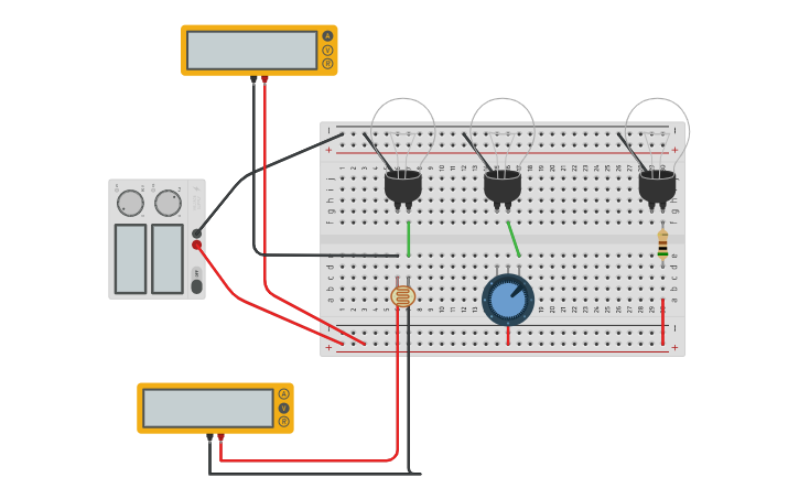 Circuit design Resistencias variables - Tinkercad