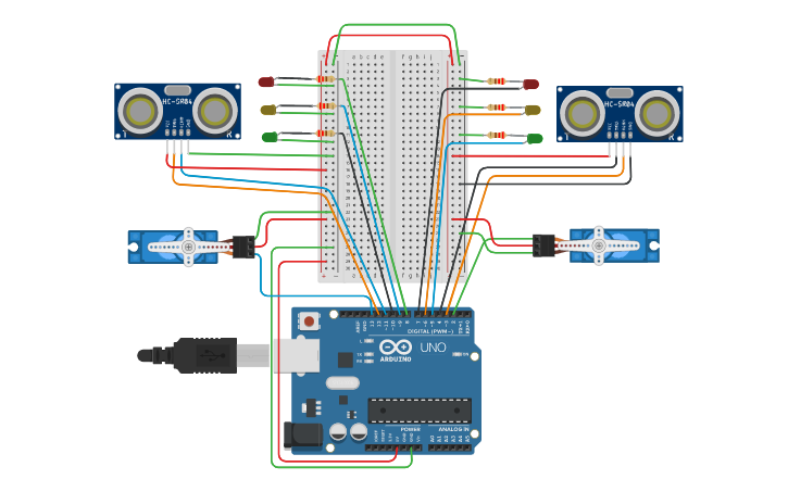 Circuit design Gina's One-Way Bridge - Tinkercad