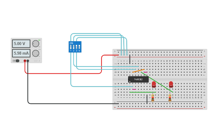 Circuit design NOT, OR GATE BY NOR GATE | Tinkercad