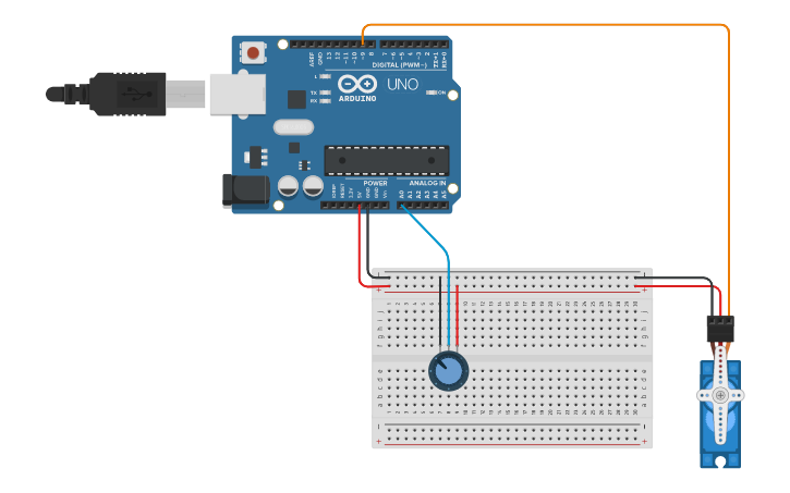 Circuit design Pratica 4 - Servo - Tinkercad