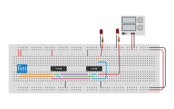Circuit design Half Subtractor Using Universal Gates(NAND) | Tinkercad