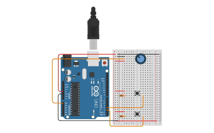 Circuit design Mando Arduino - Tinkercad