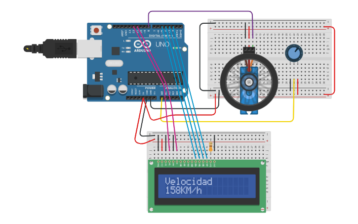Circuit design medida de velocidad de servomotor | Tinkercad