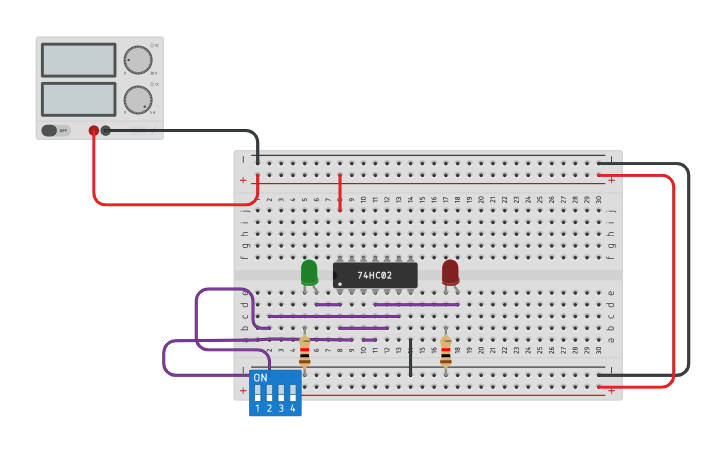 Circuit design S R Flip Flop using NOR gates - Tinkercad