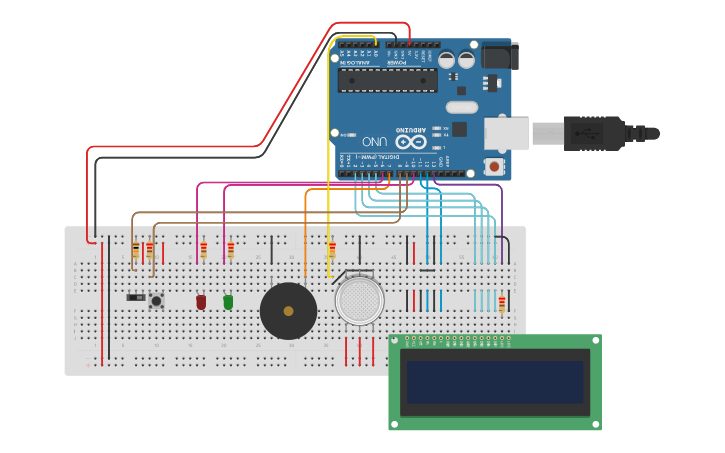 Circuit design Smoke Detector - Tinkercad