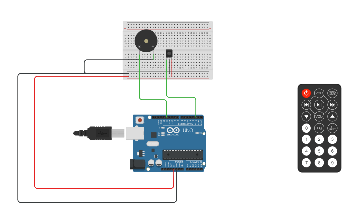 Circuit design ir sensor with buzzer - Tinkercad
