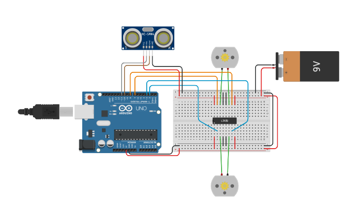 Circuit design Controlador L293D - Tinkercad
