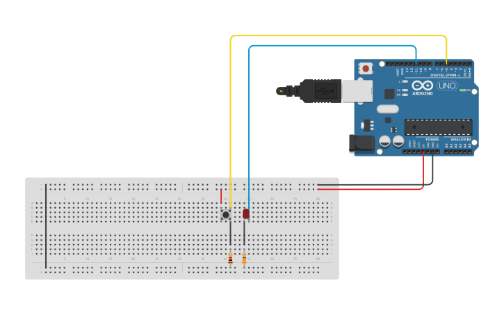 Circuit design LED button - Tinkercad
