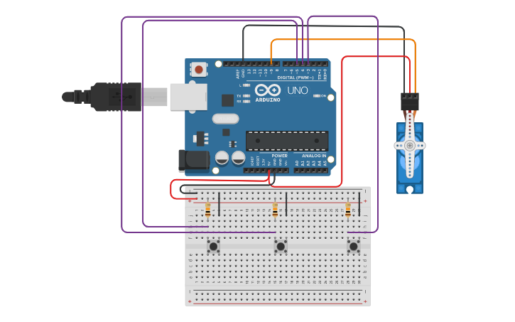 Circuit Design 29 07 2020 Exercício 02 Servo Botão Tinkercad