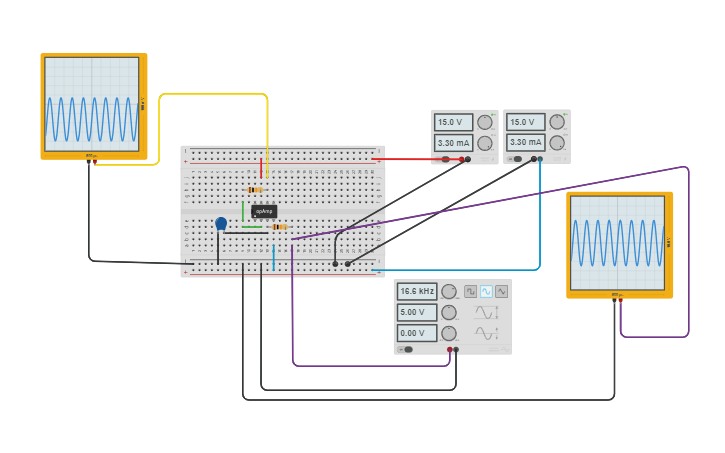 Circuit design Active Filter - Tinkercad