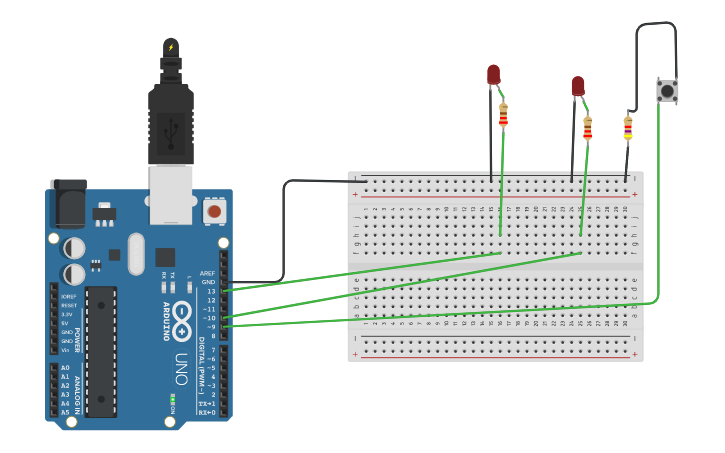 Circuit design w7-LED blink | Tinkercad