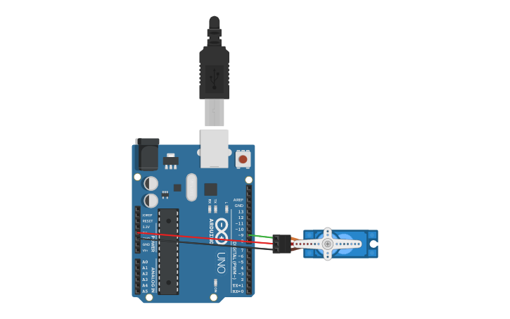 Circuit design Servo Motor - Tinkercad