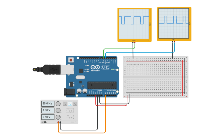 Circuit design Simulação PWM - Timer 0 | Tinkercad