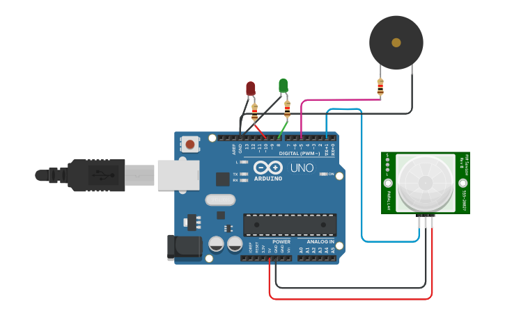 Circuit design Motion Sensor - Tinkercad