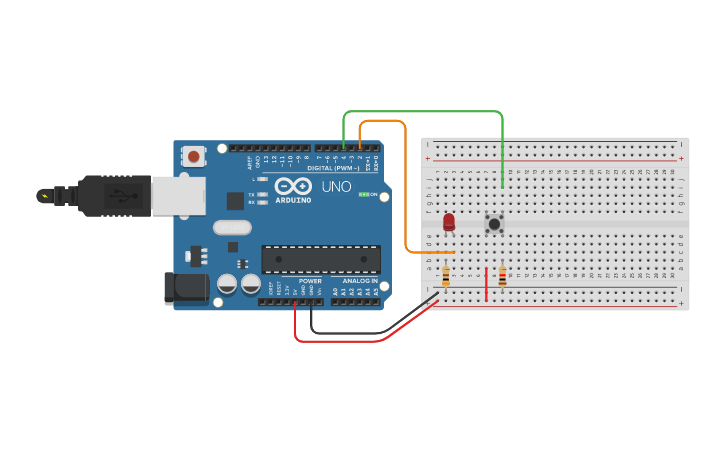 Circuit design AND_pulsante | Tinkercad