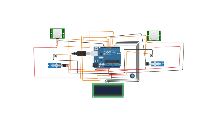 Circuit design Smart Parking System - Tinkercad