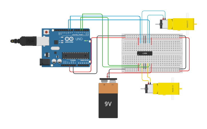 Circuit design Sumo Robot - Tinkercad
