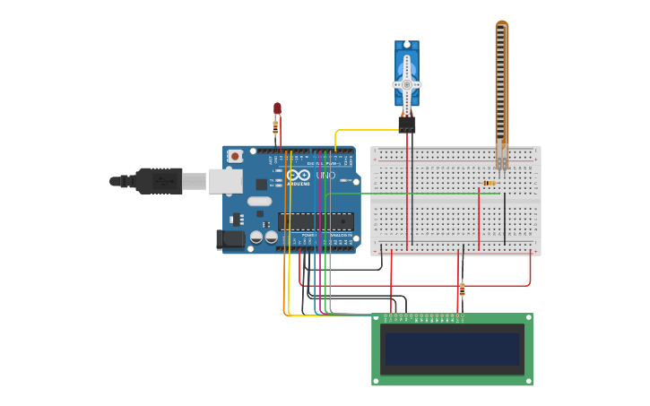 Circuit Design Flex Sensor Servo Motor Tinkercad