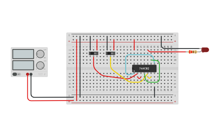 Circuit design Construct AND Gates Using NOR Gate - Tinkercad