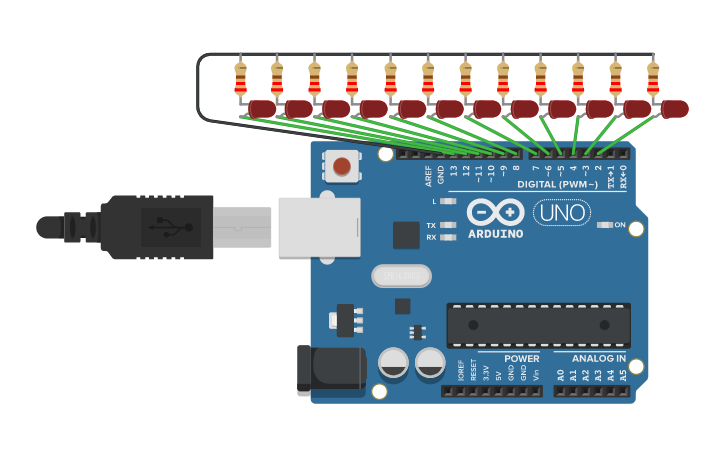 Circuit design Strobe Light with While Loop - Tinkercad