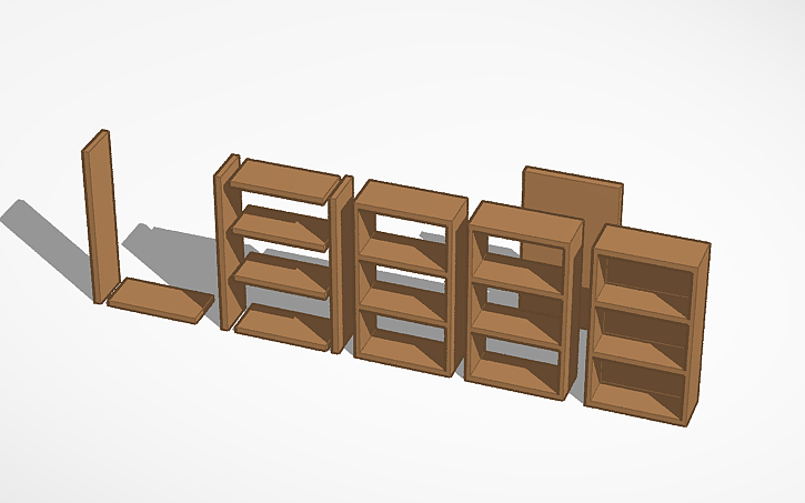 3D design Bookshelf example from chapter 4 - Tinkercad