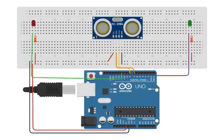 Circuit design Controlar leds con sensor - Tinkercad Circuit design Controlar leds con sensor - Tinkercad