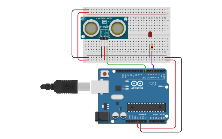 Circuit Design Task 2 Ultrasonic Distance Sensor Tinkercad