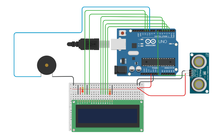 Circuit Design Ultrasonic Distance Buzzer Tinkercad