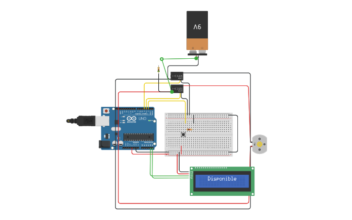 Circuit design Fermeture/Ouverture sans RFID avec moteur - Tinkercad