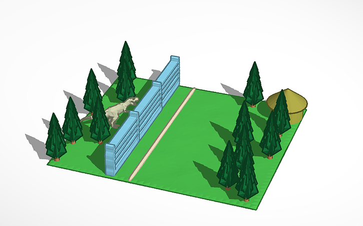 3D design Jurassic Park Trex Scene - Tinkercad