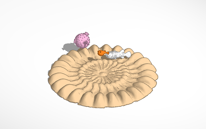 3D design Puffer fish and circle - Tinkercad