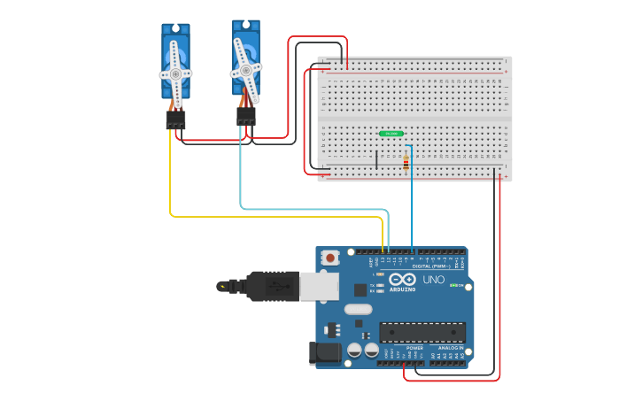 Circuit design servo motor com sensor de inclinação | Tinkercad