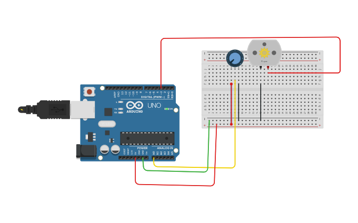 Circuit design Motor con potenciómetro - Tinkercad