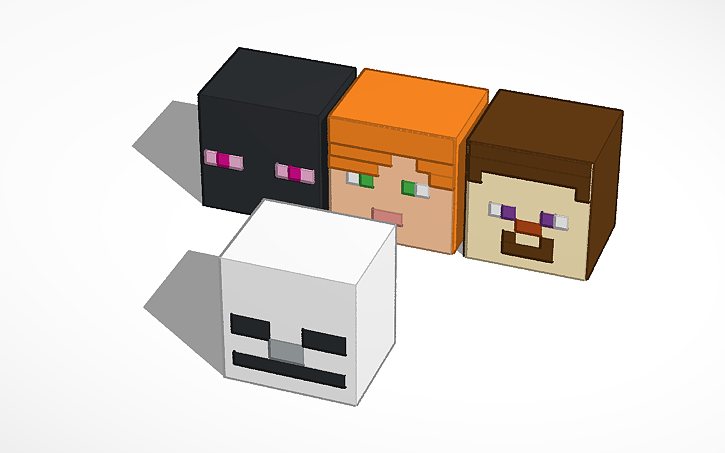 3D design Minecraft character heads - Tinkercad