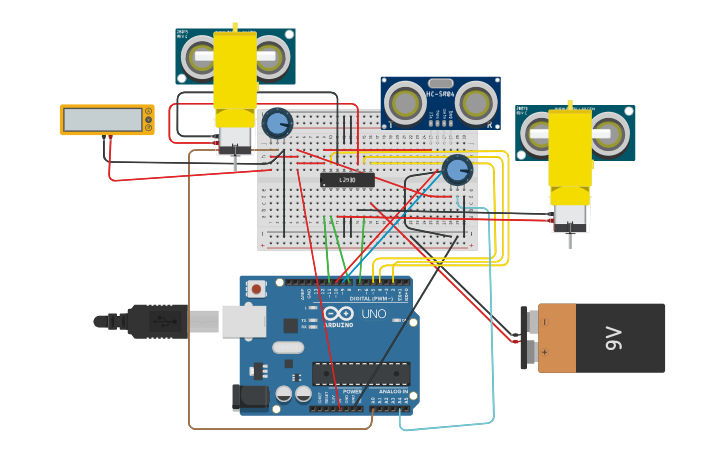 Circuit Design Dos Motores Un Sensor Tinkercad