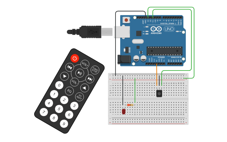 Circuit design IR Remote Controlled LED - 14 - Tinkercad Circuit design IR Remote Controlled LED - 14 - Tinkercad