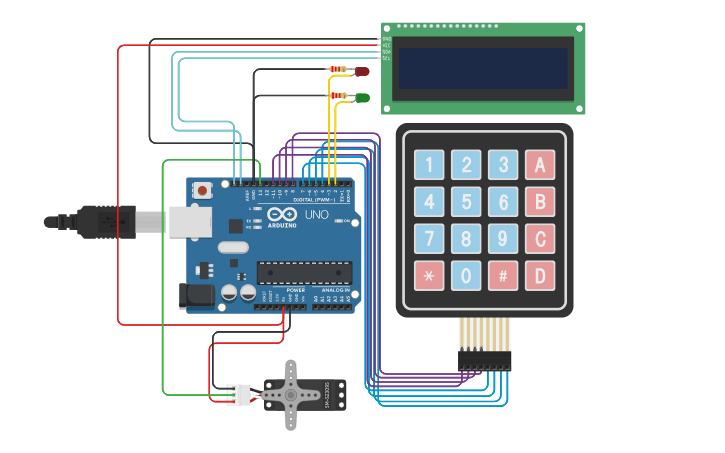 Circuit design Lock Security System - Module 8 Project - Tinkercad