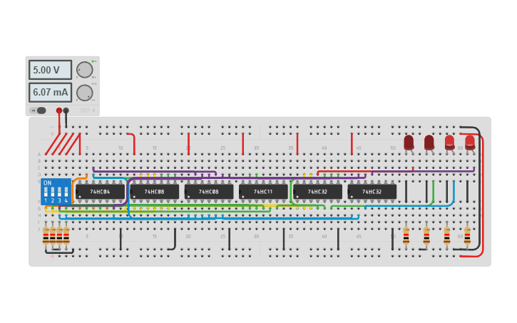 Circuit design BCD To Excess-3 | Tinkercad