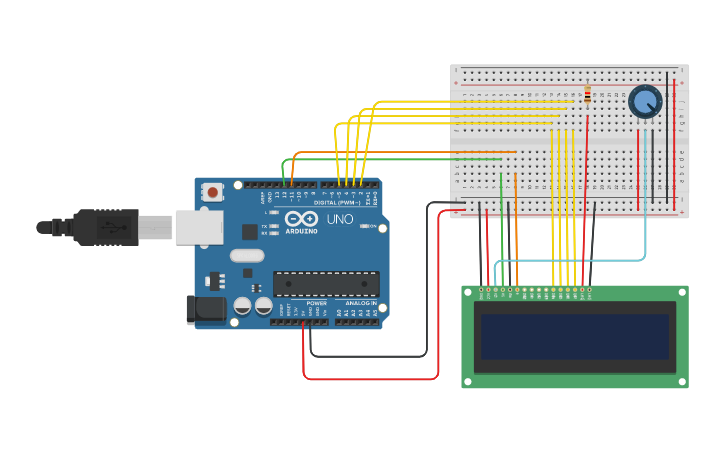 Circuit design LCD - Tinkercad