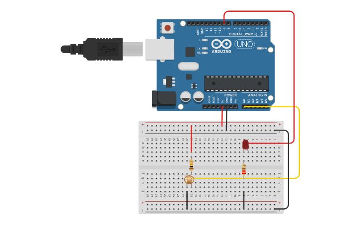 Circuit design Light control lamp | Tinkercad