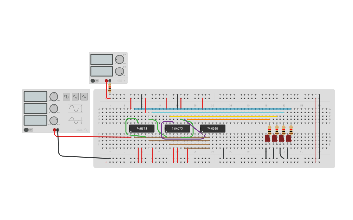 Circuit design Mod-12 Asynchronous Counter | Tinkercad
