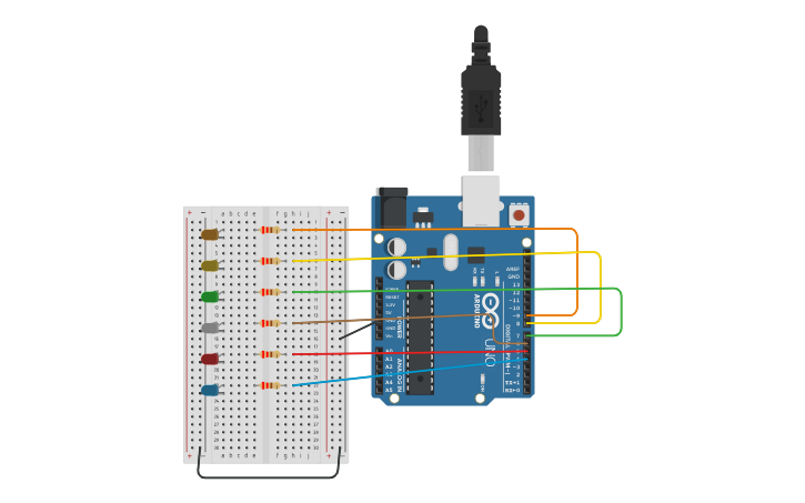 Circuit design Conducción de multiples LEDs - Tinkercad