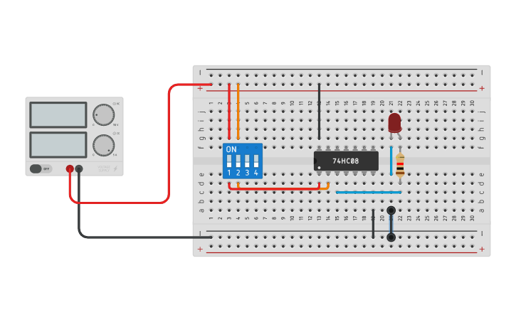 Circuit design 74HC08 - Tinkercad