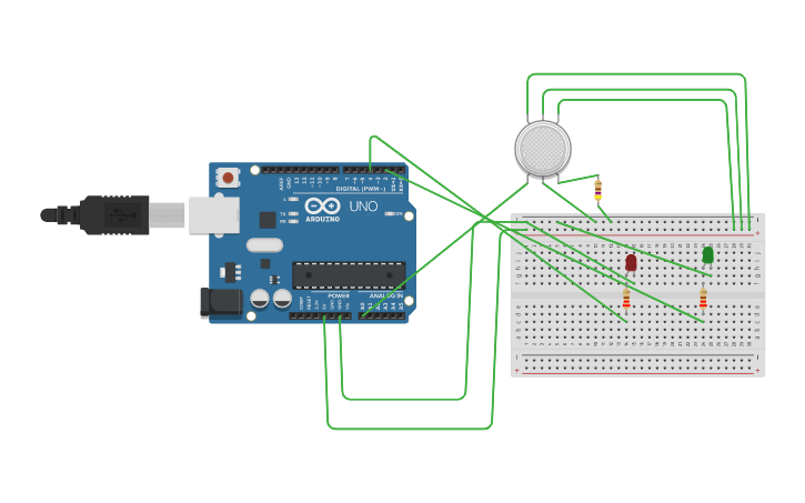 Circuit Design Gas Sensor Tinkercad