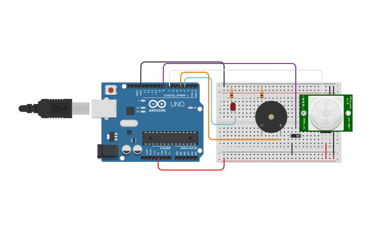 Circuit design Alarm system - Tinkercad