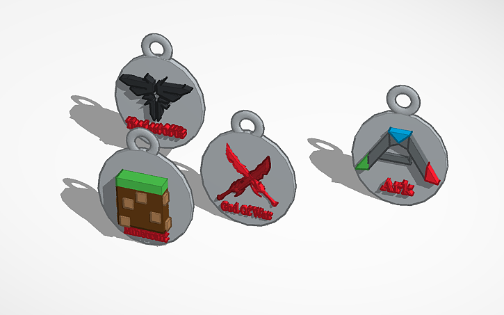 3D design gaming key chains - Tinkercad