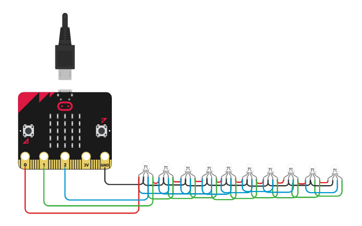 Circuit design luces navideñas - Tinkercad