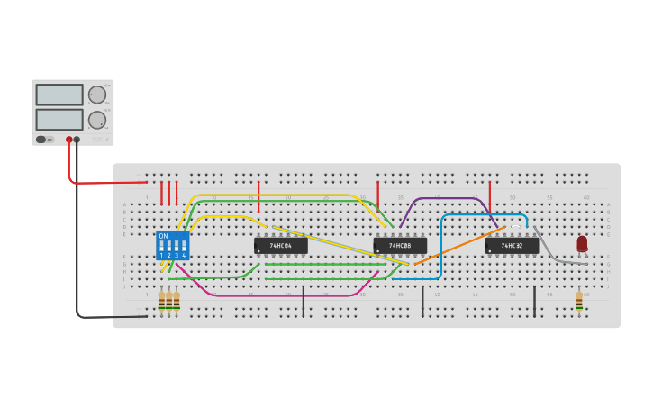 Circuit design LAB1 : EXE1-Combinational Circuit Analysis - Tinkercad