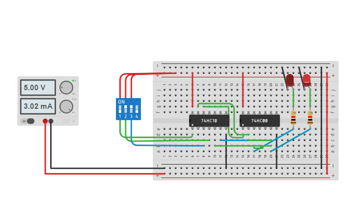 Circuit design JK Flipflop using NAND gates - Tinkercad