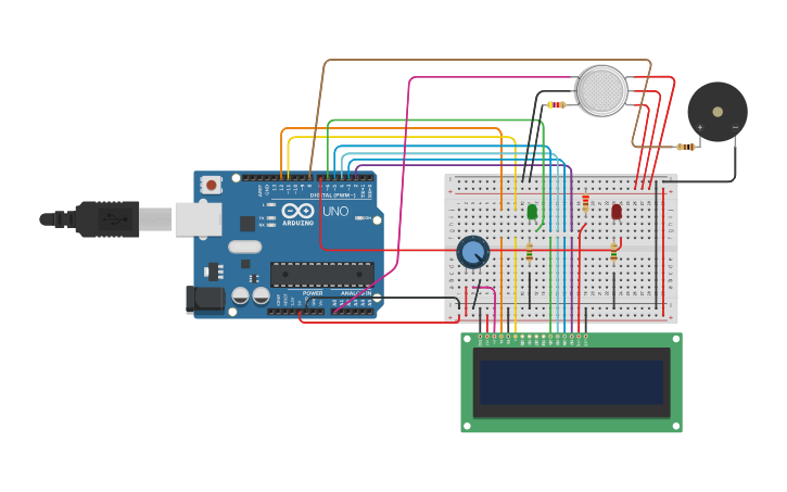 Circuit design Fire Alarm System - Tinkercad